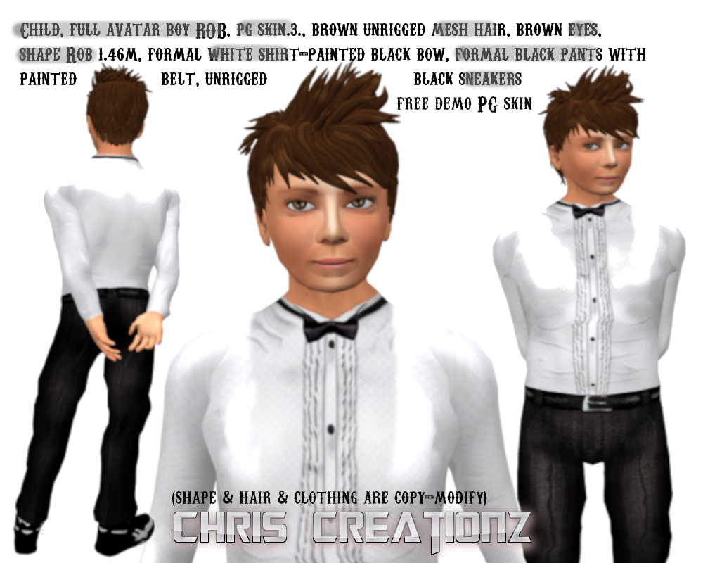 Avatar child boy Rob skin PG.3., shape, formal pants- formal shirt ...