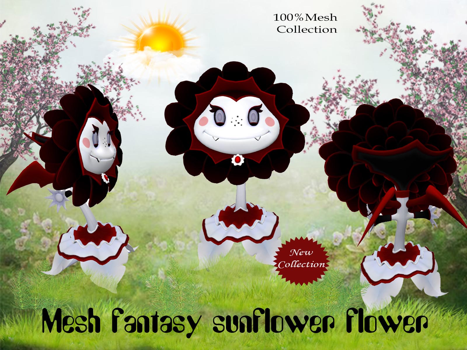 Mesh dark vampire sunflower flower | Kitely