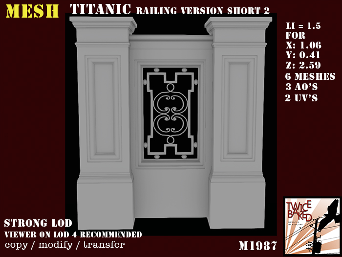 "TB" Titanic railing short version 2 M1987 | Kitely