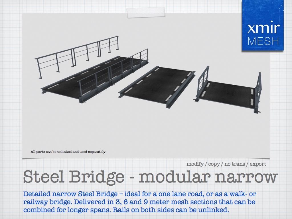 Mesh Modular Narrow Steel Bridge 3, 6, 9 meter segments - asphalt ...