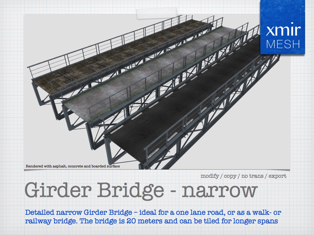 Mesh Steel Girder Bridge - narrow - 20 meters | Kitely
