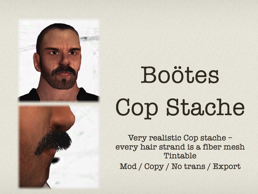 Cop Stache - very realistic fiber mesh moustache | Kitely