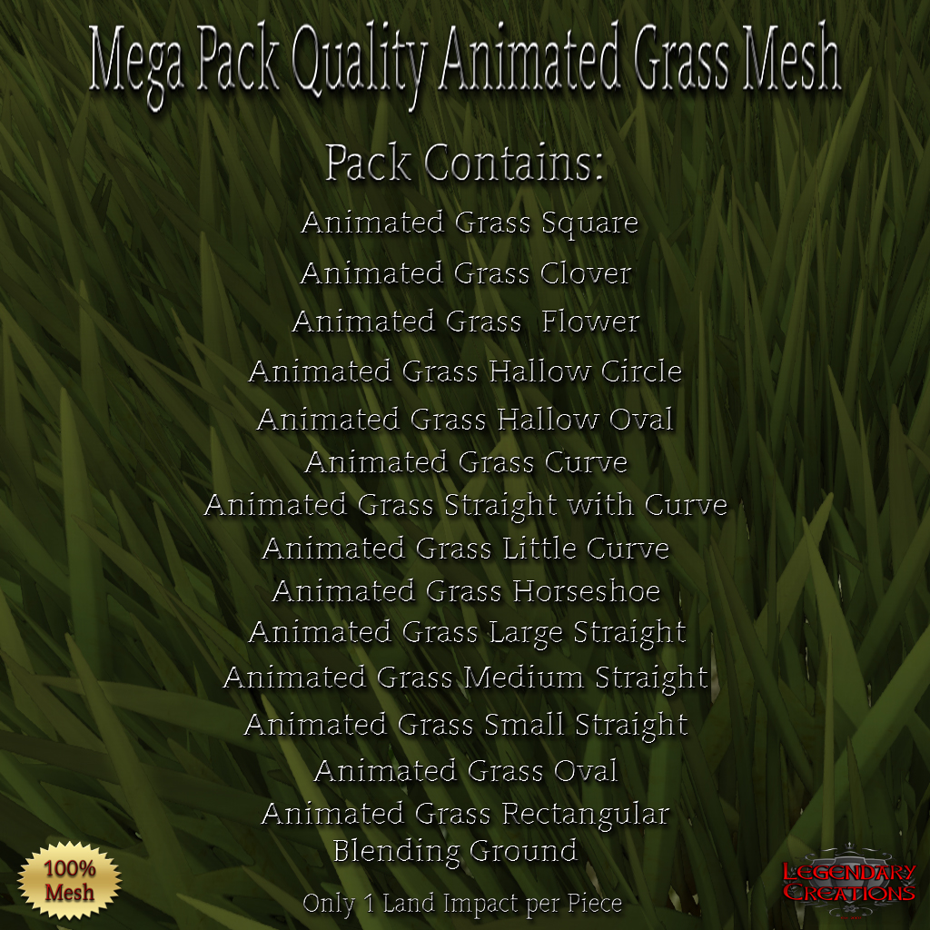 Mega Pack Quality Animated Grass Mesh Green | Kitely