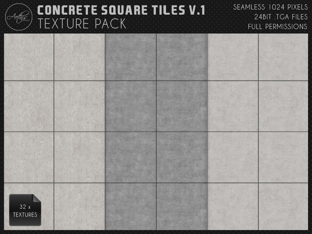 [AC] Seamless Concrete Square Tiles V.1 Texture Pack | Kitely