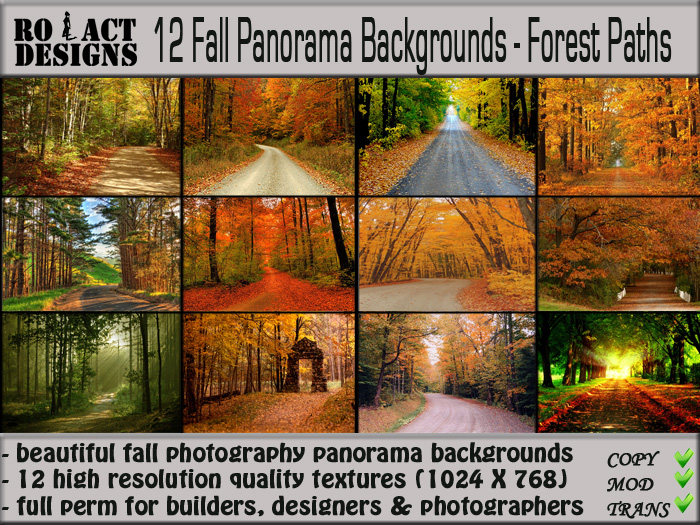 Ro!Act Designs 12 Fall Panorama Background - Forest Paths Textures | Kitely
