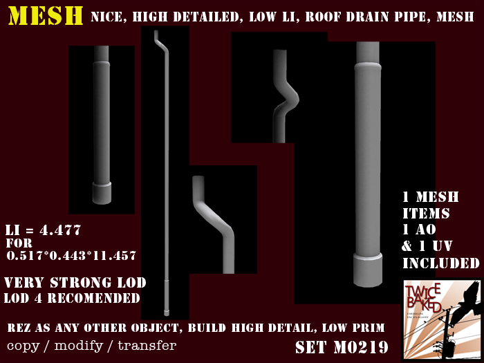 "TB" High detailed FP mesh roof drain pipe, M0219 | Kitely