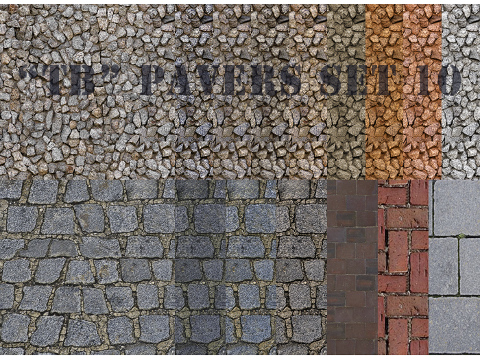 Twice Baked seamless paver textures with 3D effect set 10 | Kitely