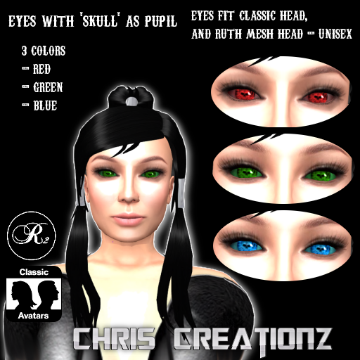 Eyes with skull pupil, 3 colors, for ruth body & classic avatar-BOM ...