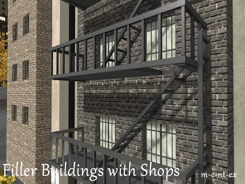 Filler buildings with shop and Fire Escape | Kitely
