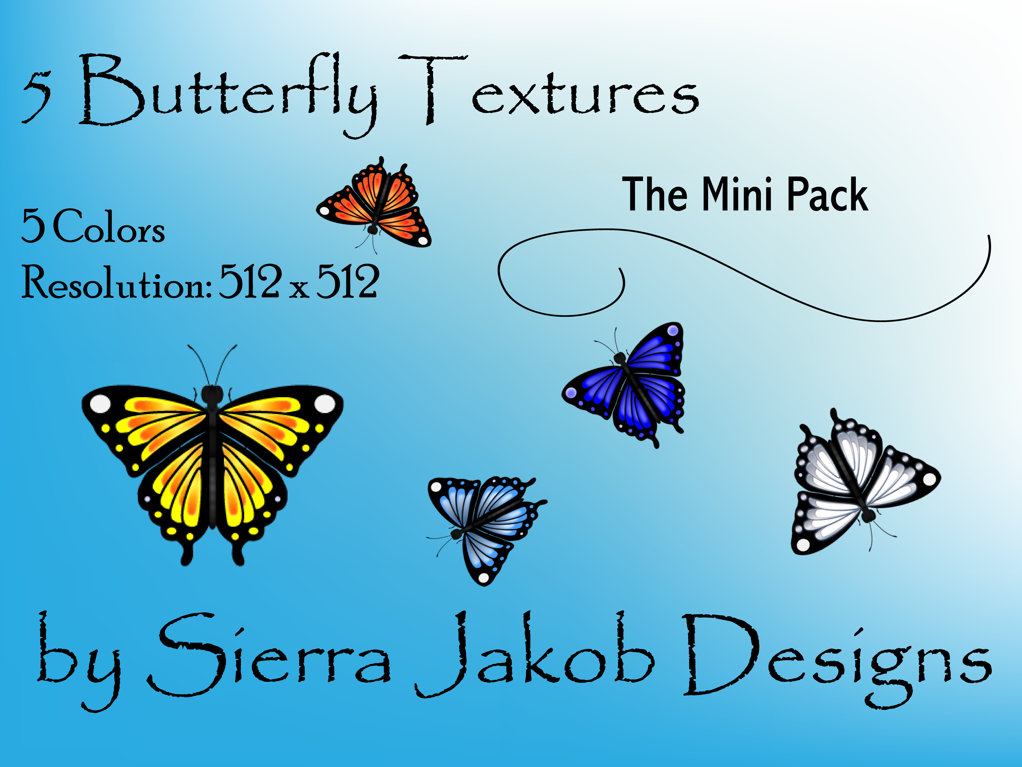 5 Butterfly Textures Mini Pack by Sierra Jakob Designs | Kitely