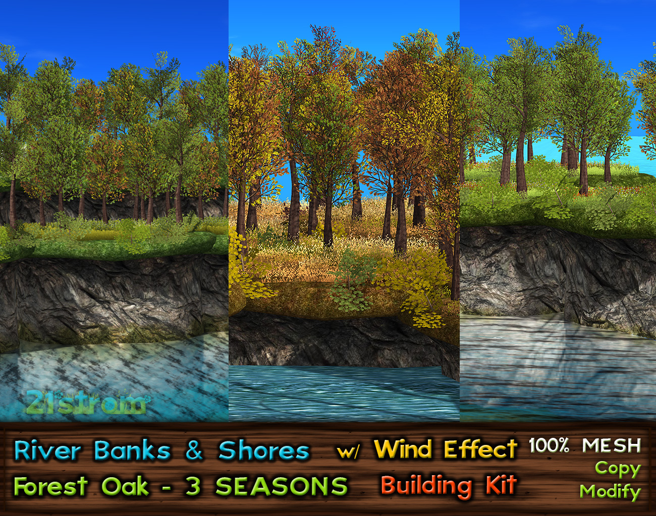 Oak Forest Shores+River Banks - 3 Green Seasons - Building Kit | Kitely