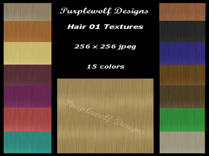 Texture Pack - Hair01 - 15 colors | Kitely