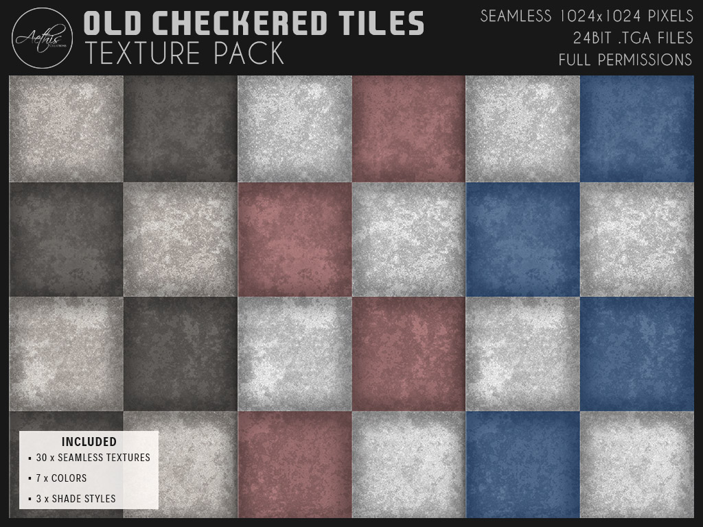 [AC] Seamless Old Checkered Tile Textures Pack | Kitely
