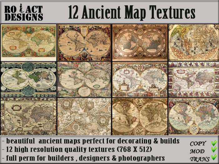 Ro!Act Designs 12 Ancient Map Textures | Kitely