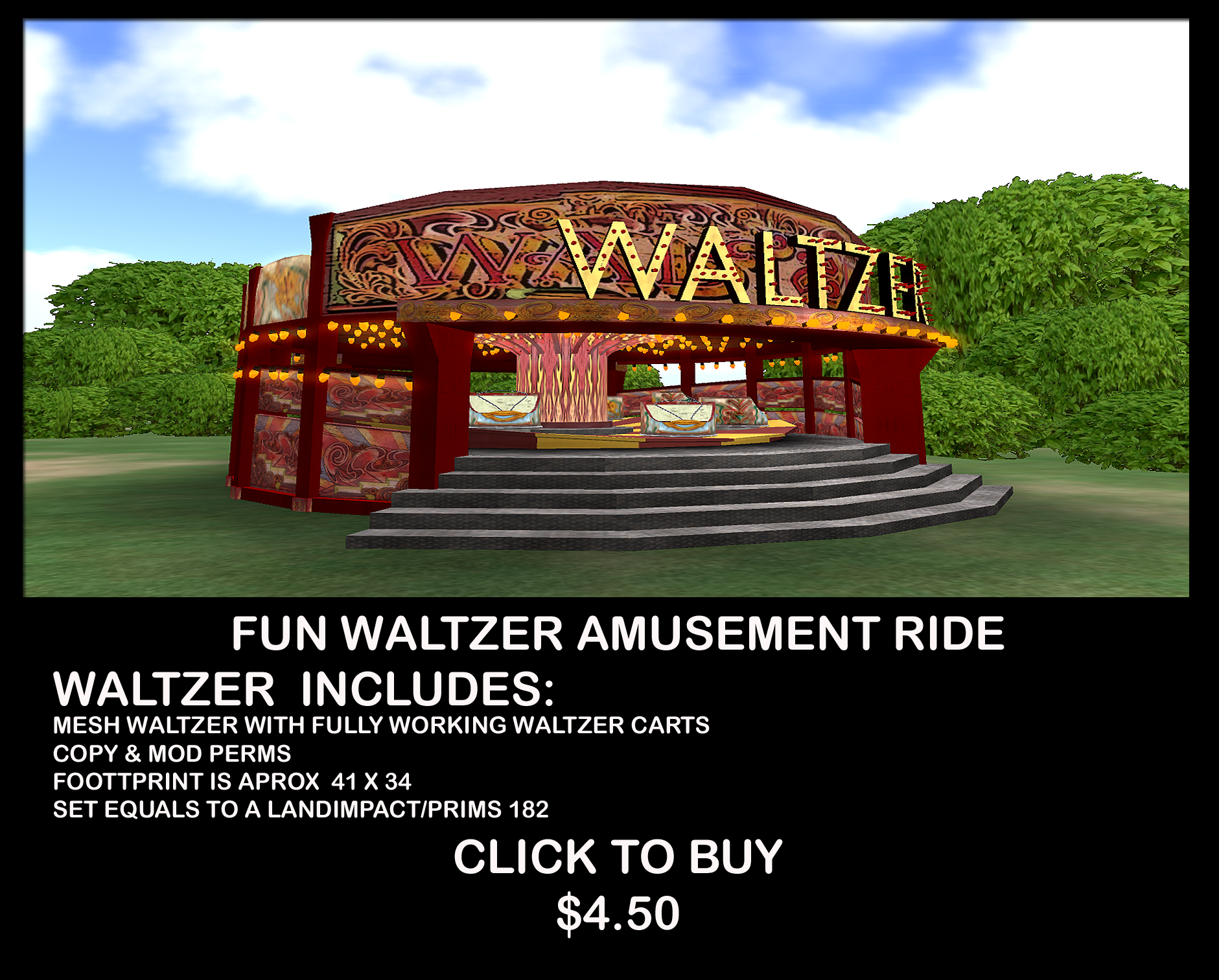 Very Detailed Working Waltzer Amusement Ride | Kitely