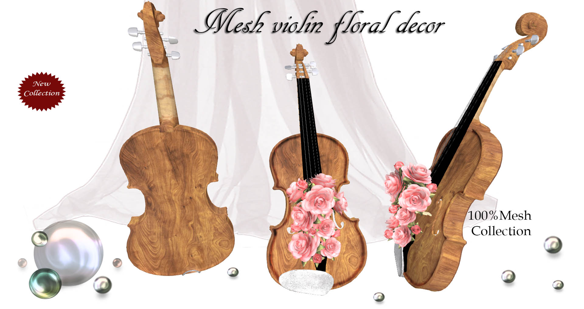 Mesh violin floral decor | Kitely