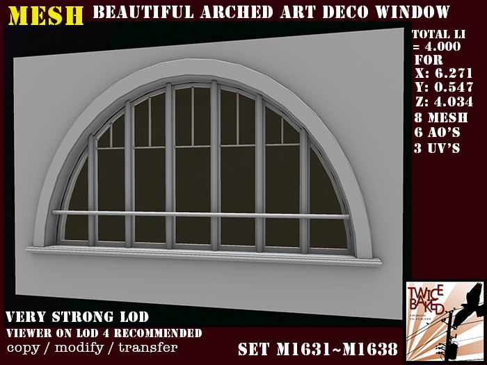 "TB" Beautiful arched Art Deco window M1631 M1638 | Kitely