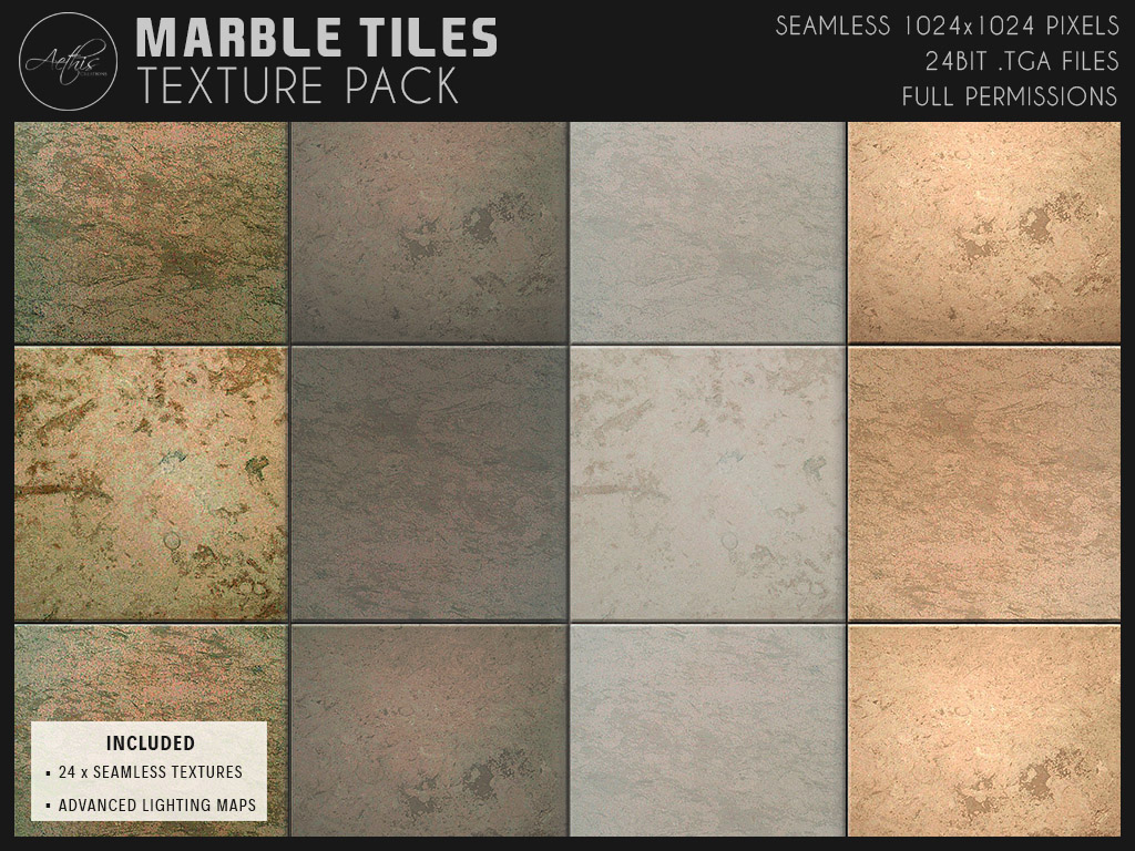 [AC] Seamless Marble Tile Textures Pack | Kitely