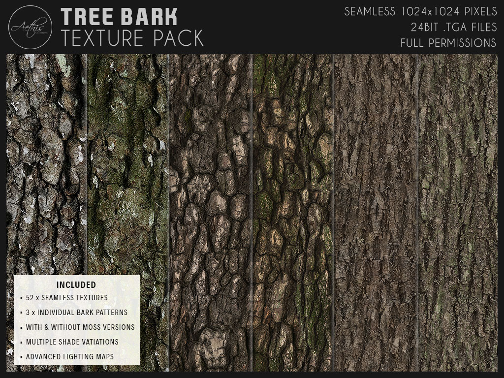 [AC] Seamless Tree Bark Textures Pack | Kitely