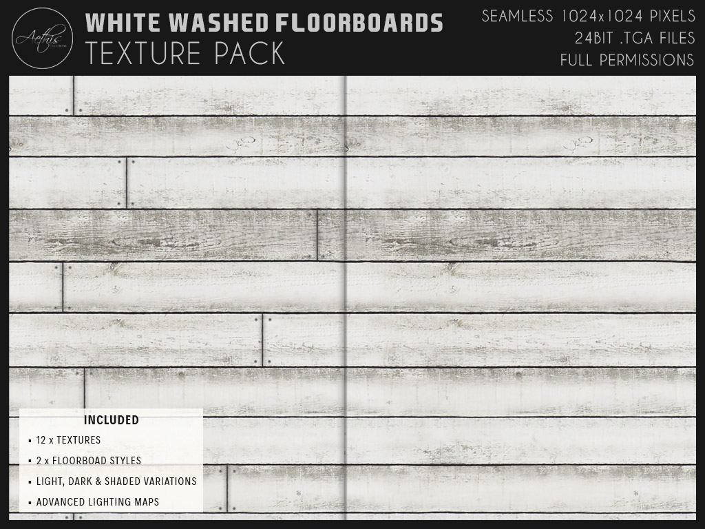 [AC] Seamless White Washed Floorboards Texture Pack | Kitely