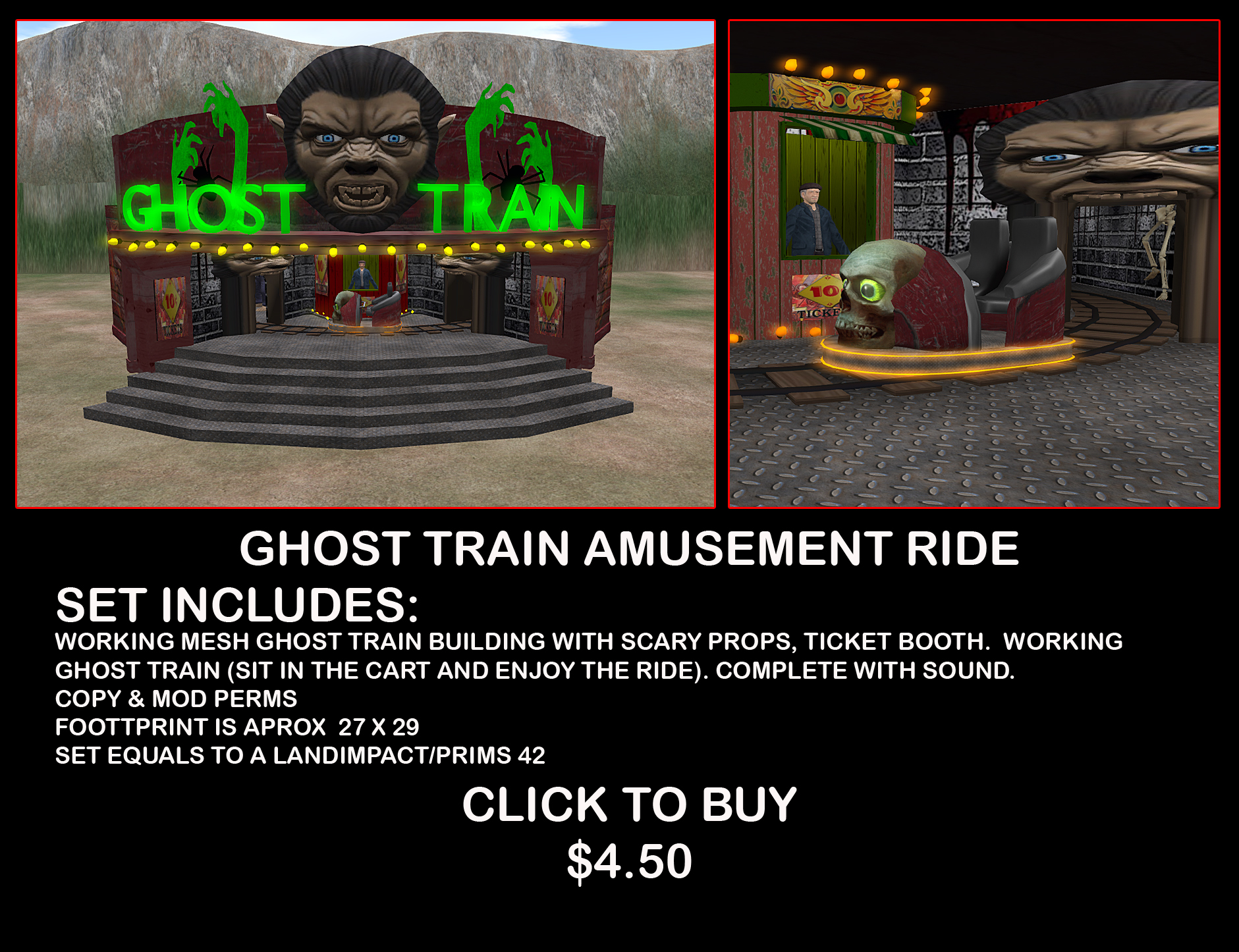Very Detailed Working Ghost Train Amusement Ride | Kitely
