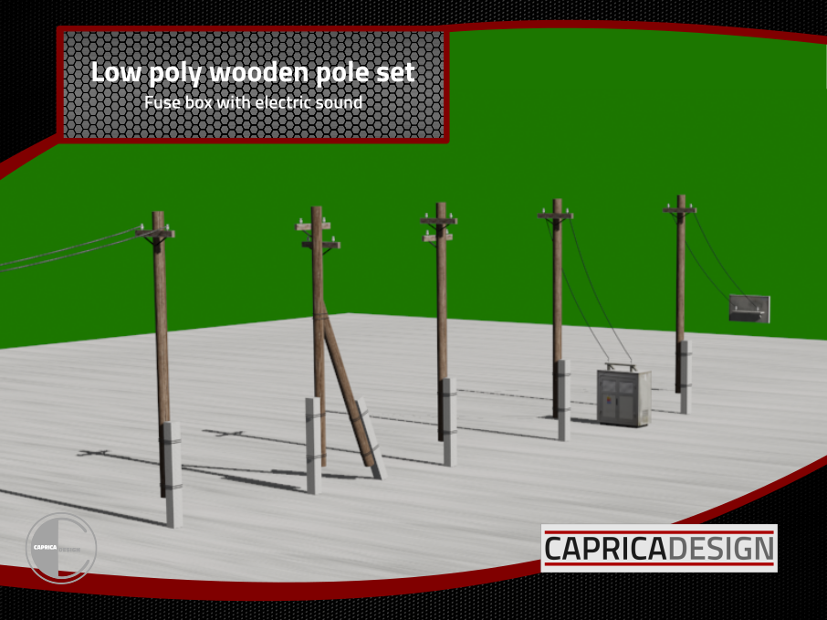 Wooden Pole low poly set Box | Kitely