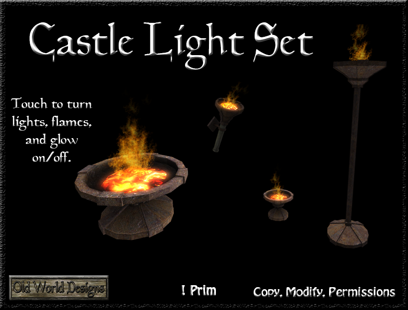 Old World Designs Castle Light Set - Wall torch, Floor Lamp, Table Lamp ...