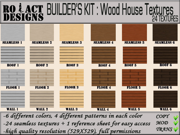 Ro!Act Designs 24 Wood House Textures | Kitely