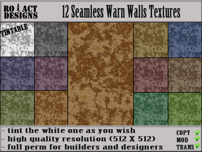 Ro!Act Designs 12 Seamless Warn Walls Textures | Kitely