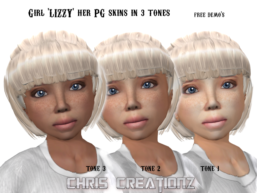 Skin Lizzy 3x girl her pg skins in 3 tones (classic system-BOM) fatpack ...