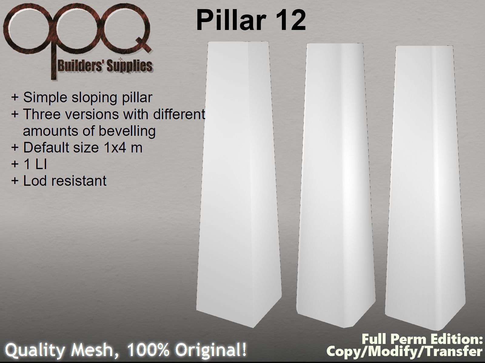 Full Perm Heavy Square Sloping Pillar - OPQ Pillar 12 | Kitely