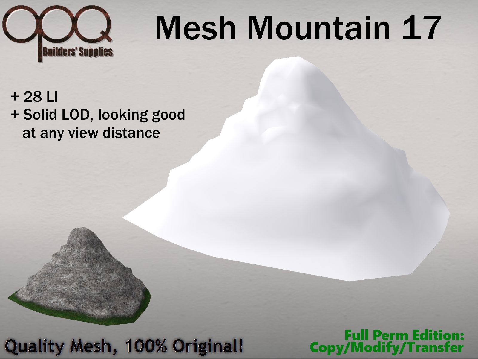 Full Perm Big Walkable Mountain - OPQ Mesh Mountain 17 | Kitely