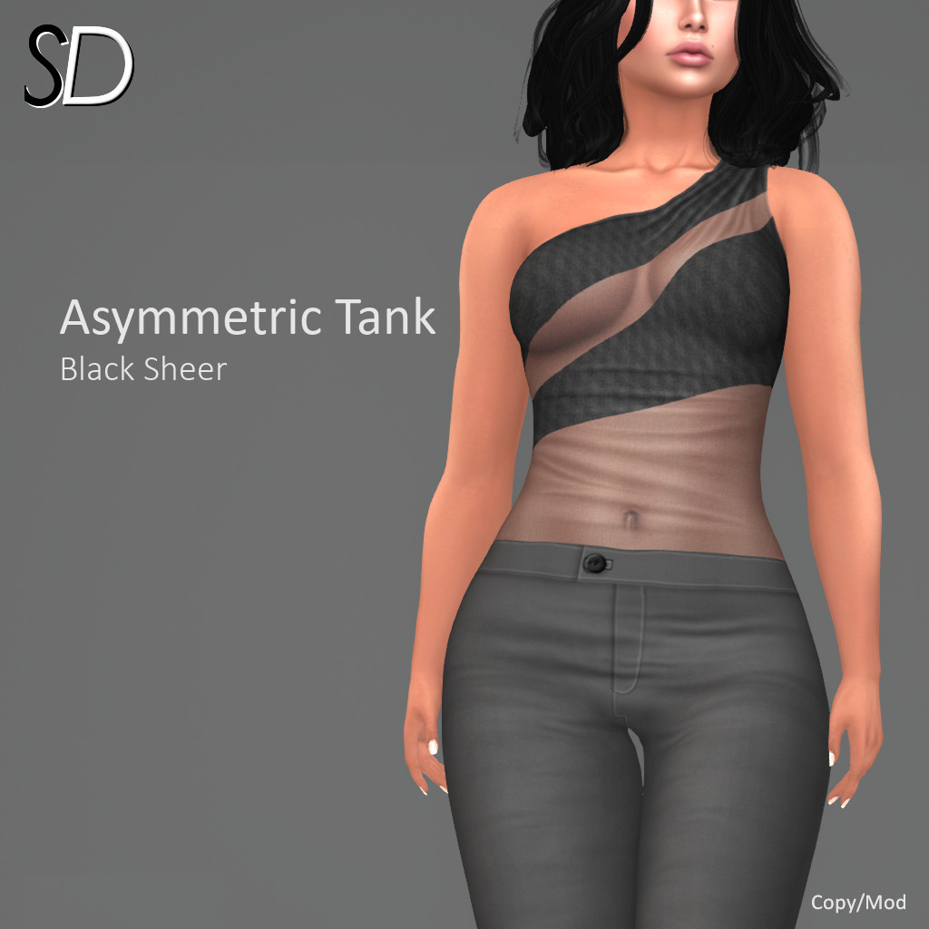 Asymmetric Tank in Sheer (Classic) | Kitely