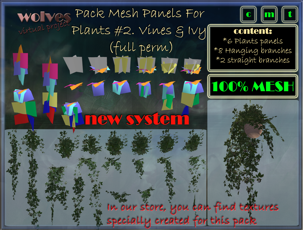 WVP Pack Mesh Panels For Plants #2 Vines & Ivy (full perm) | Kitely