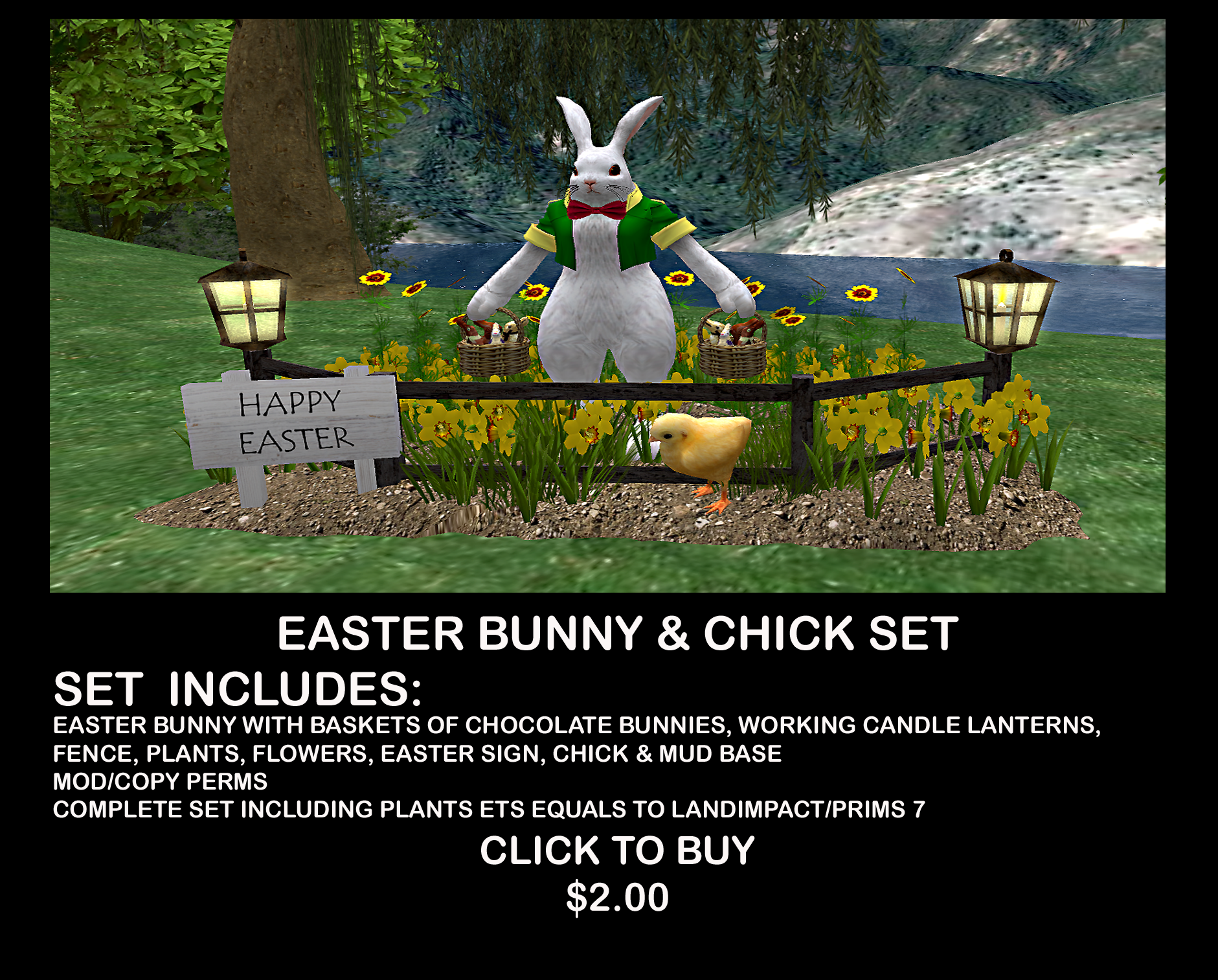 Cute Easter Bunny & Chick Display Scene | Kitely