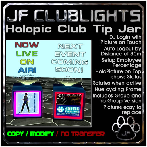JF Clublights HoloPic Club TipJar | Kitely