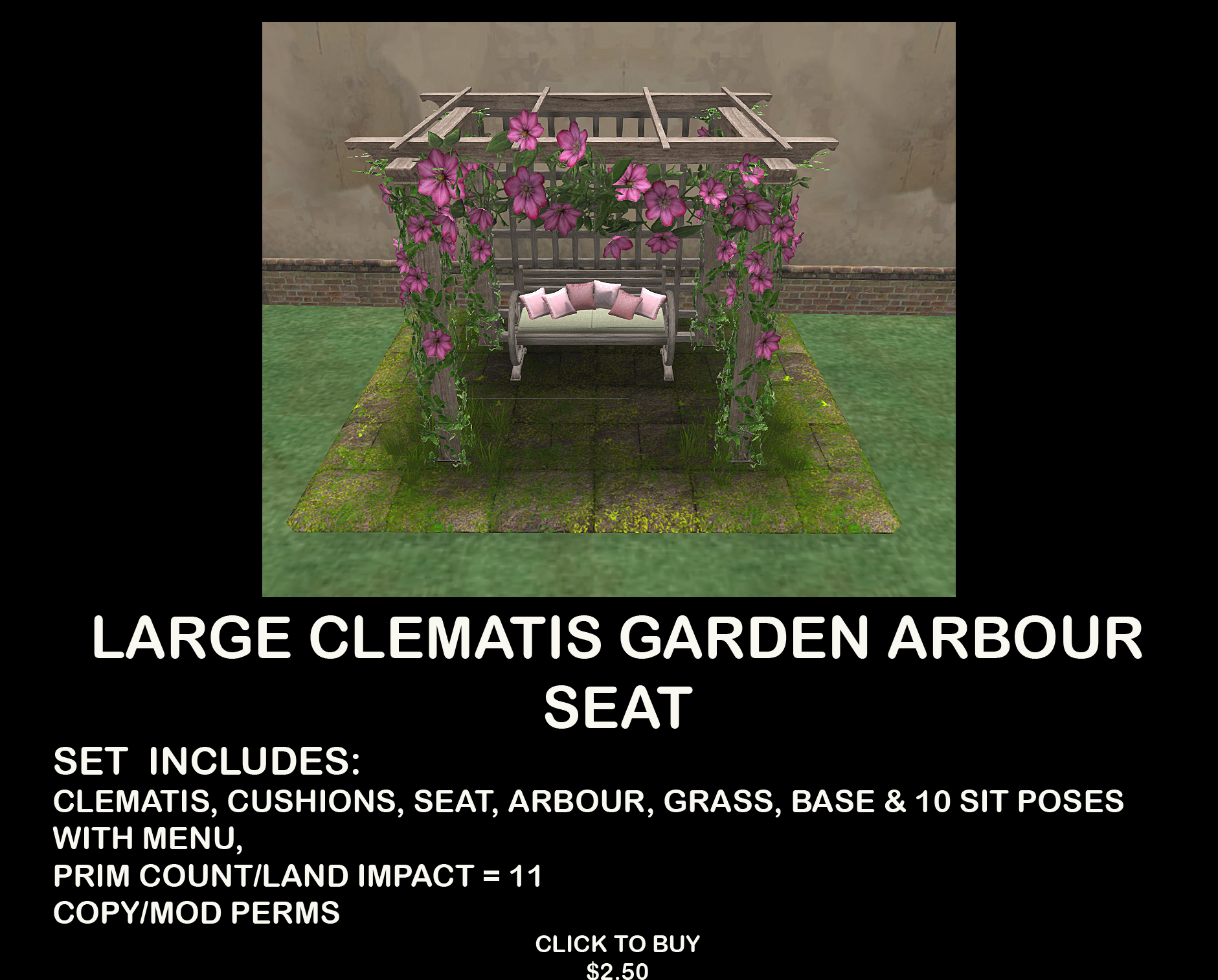 Large Garden Arbour With Climbing Plants & Cartwheel Bench | Kitely