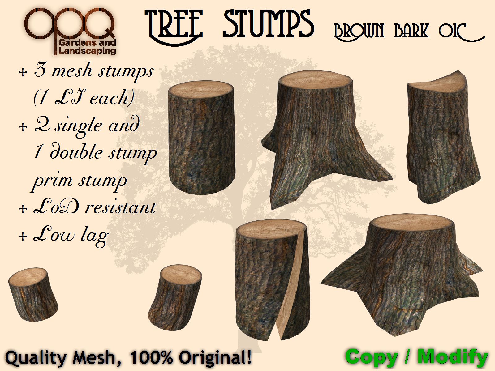 Mesh and prim tree stumps - 1 dollar for each - OPQ Tree stump ...