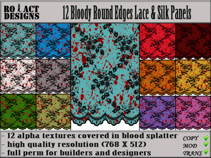 Ro!Act Designs 12 Bloody Round Edges Lace & Silk Panels | Kitely