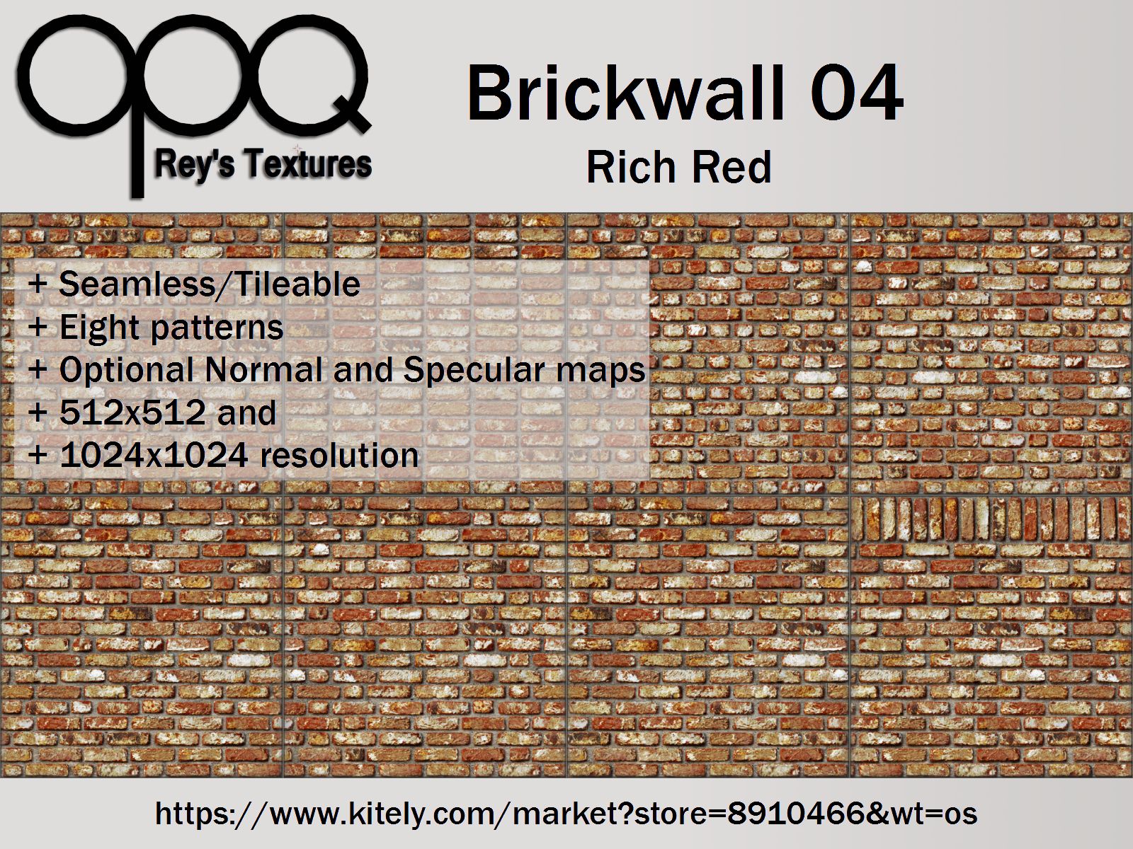 Battered old brick textures - 8 patterns, 15 colors - Rey's Brickwall ...