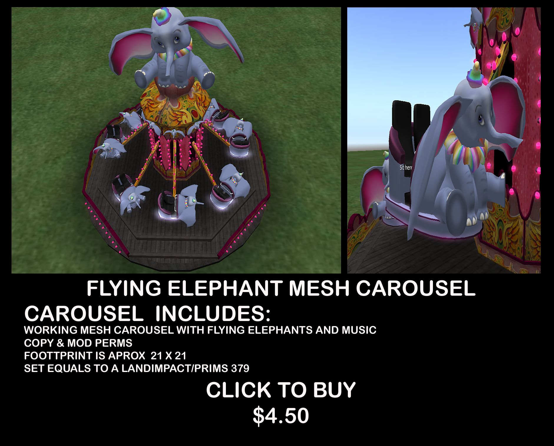 Flying Elephant Merry-Go-Round Carousel | Kitely